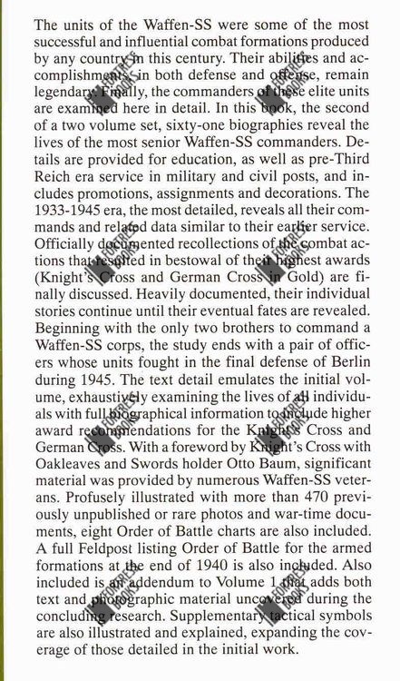 Fortress Books - Waffen-SS Commanders - The Army, Corps and Divisional ...