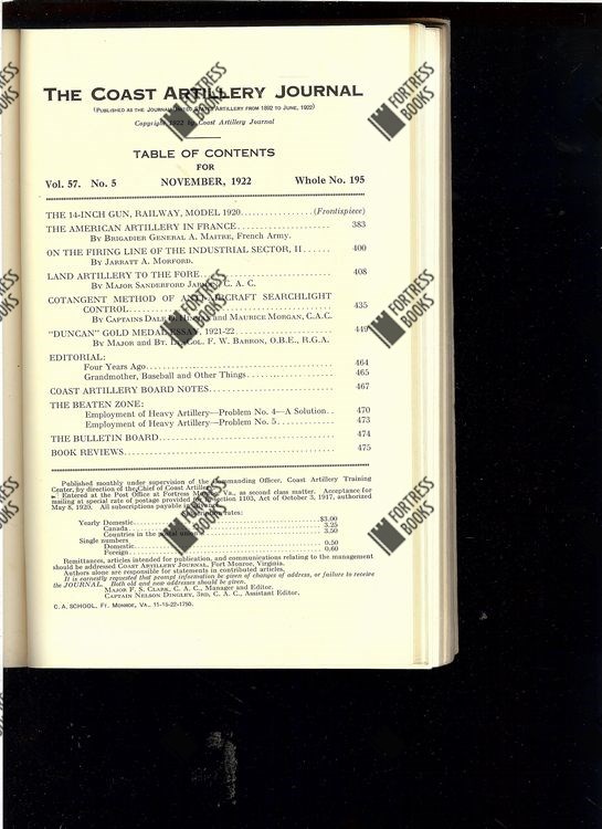 Fortress Books | The Coast Artillery Journal, Vol. 57 - July - December ...